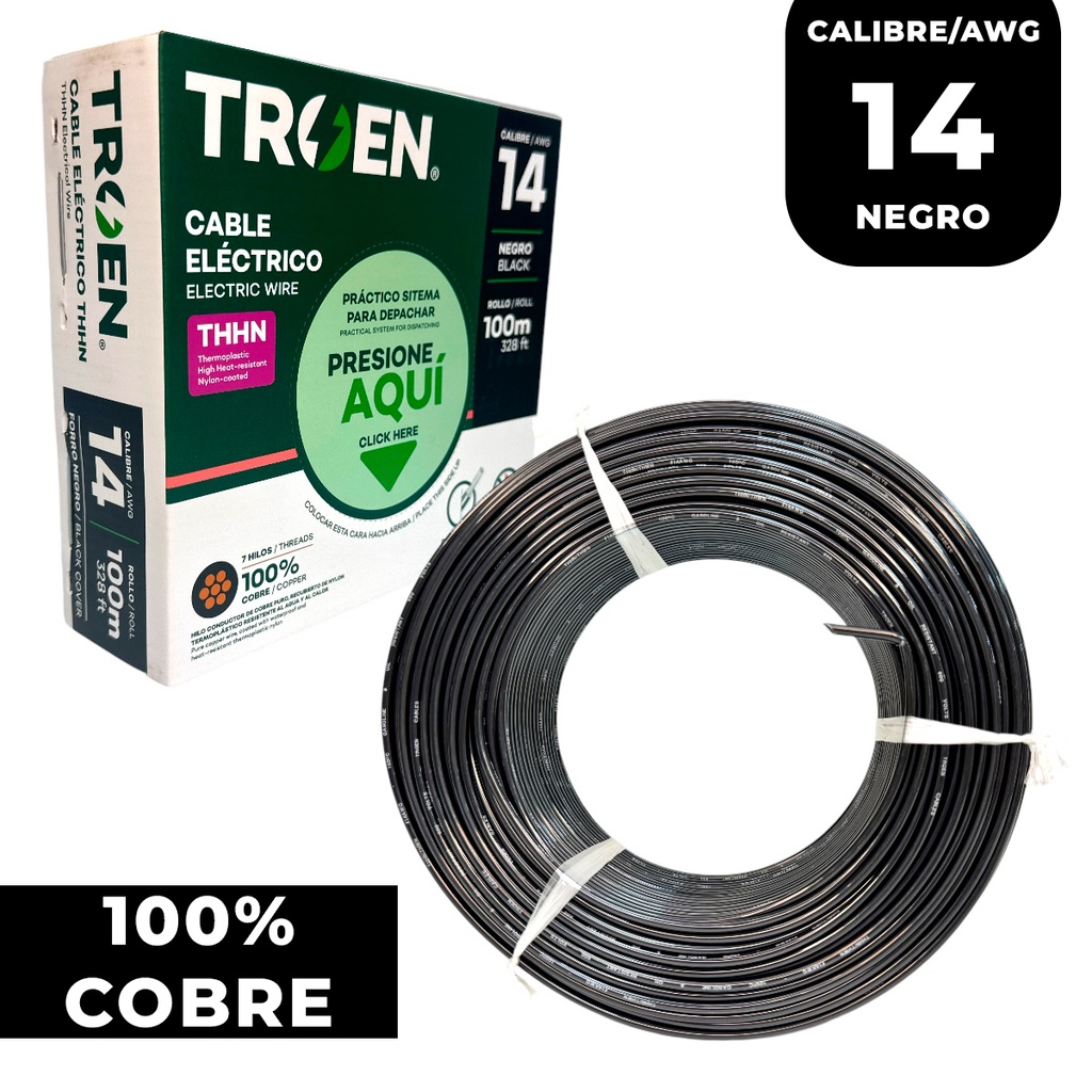 CABLE ELECTRICO 14 AWG NEGRO 7 HILOS TROEN | Litani Import Export